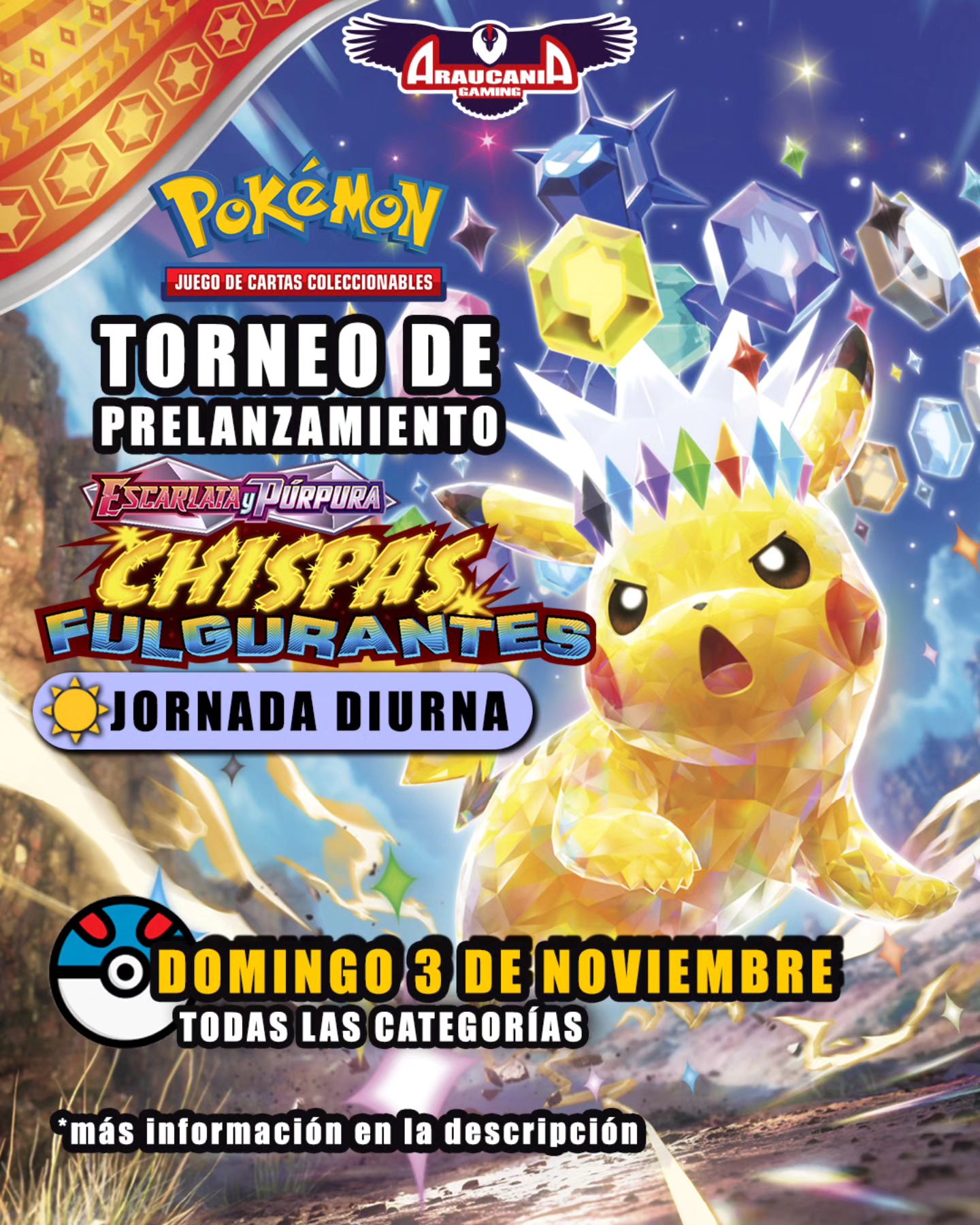 Pokémon TCG Torneo Pre Lanzamiento Chispas Fulgurantes (Jornada Diurna ...
